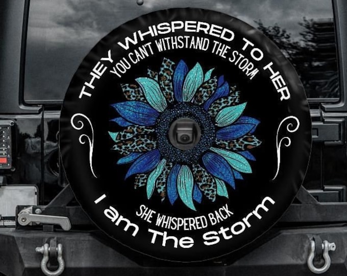 I Am the Storm, Spare Tire Covers for Women, Blue Sunflower Tire Cover ...