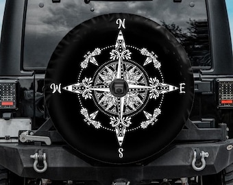 Spare Tire Cover With Compass, Compass Spare Tire Cover, White Compass ...