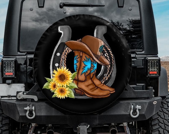 Horseshoe Spare Tire Cover, Cowgirl Spare Tire Cover, Cowboy Boots ...