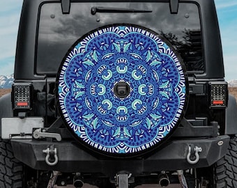 Spare Tire Cover With Blue Mandala Design, Mandala Spare Tire Cover for ...