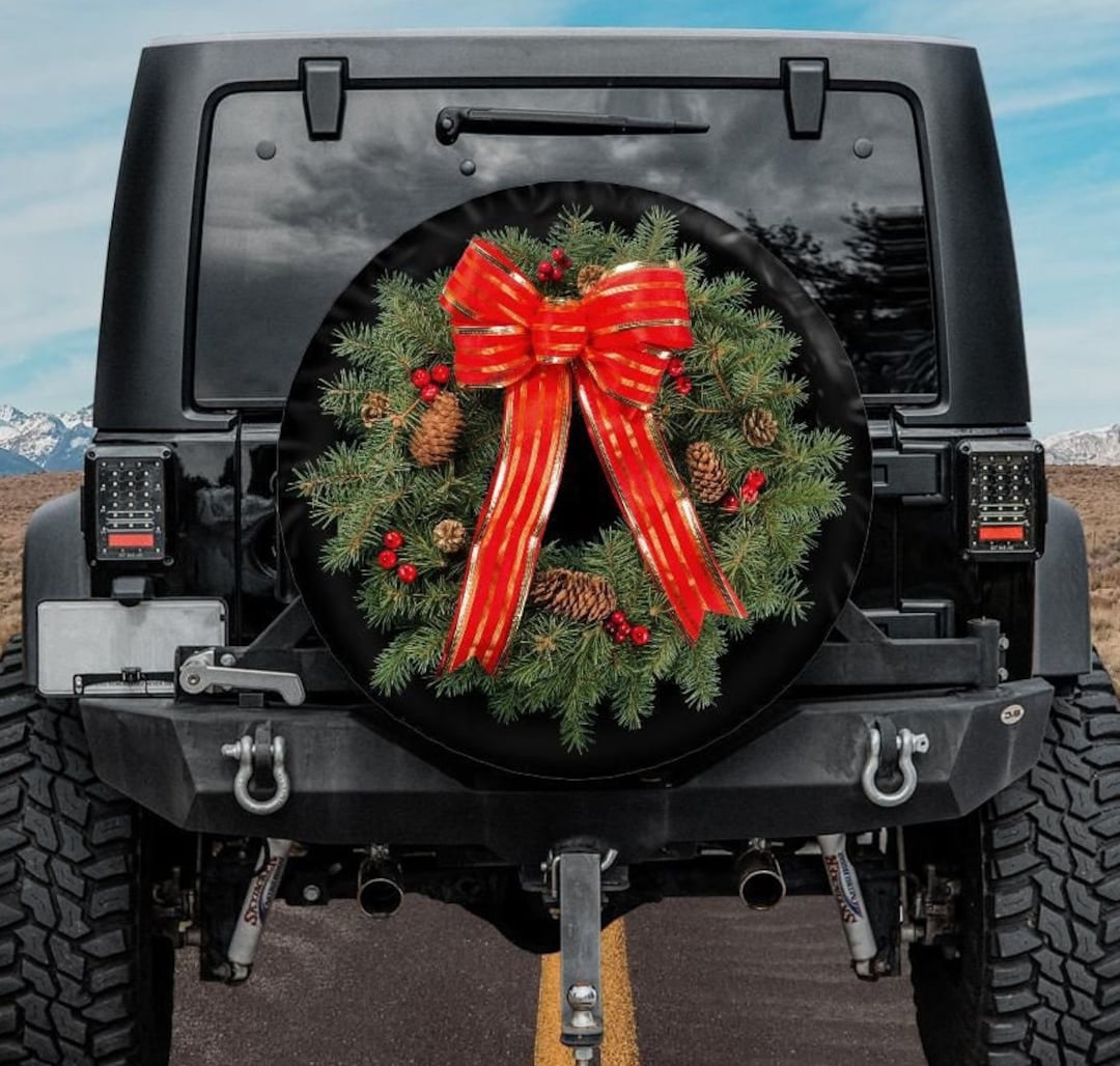 Christmas Wreath Spare Tire Cover, Backup Camera Option, Xmas Tire ...