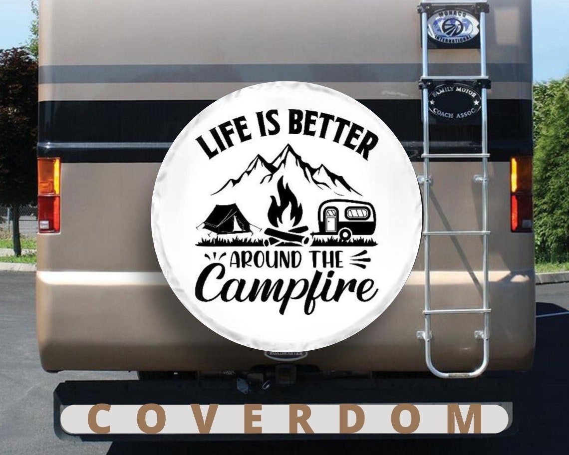 RV Spare Tire Cover, White Spare Tire Cover, Camper Spare Tire Cover ...