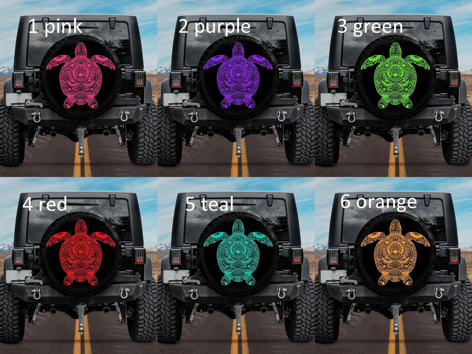 Spare Tire Cover With Sea Turtle, Backup Camera Tire Cover, Mandala ...