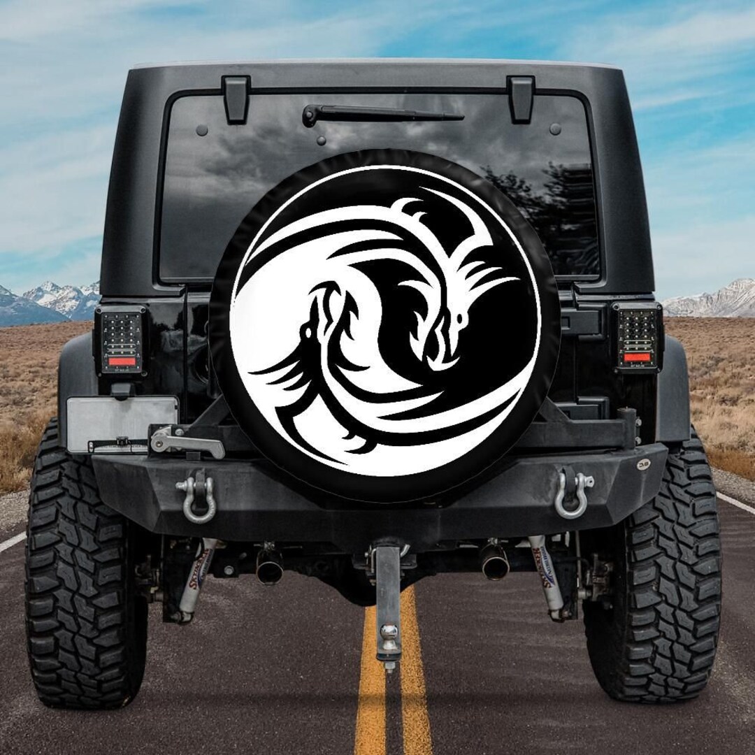 Dragon Spare Tire Cover, Dragon Car Accessory, Yin Yang Spare Tire ...