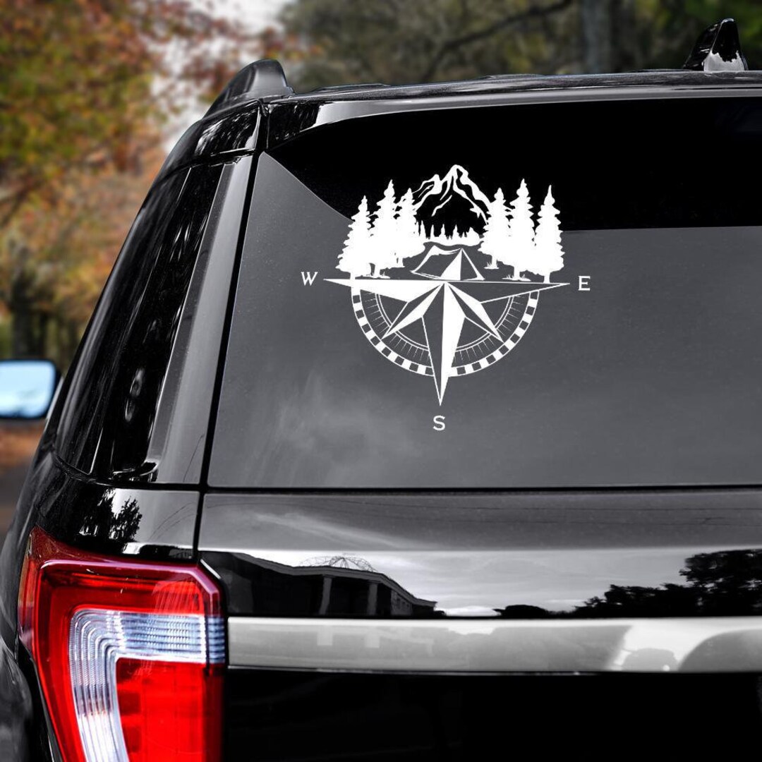 Compass Car Decal, Compass Car Window Sticker, Transparent Camping ...