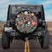 Faux Embroidery Spare Tire Cover, Botanical Tire Cover, Unique Spare ...