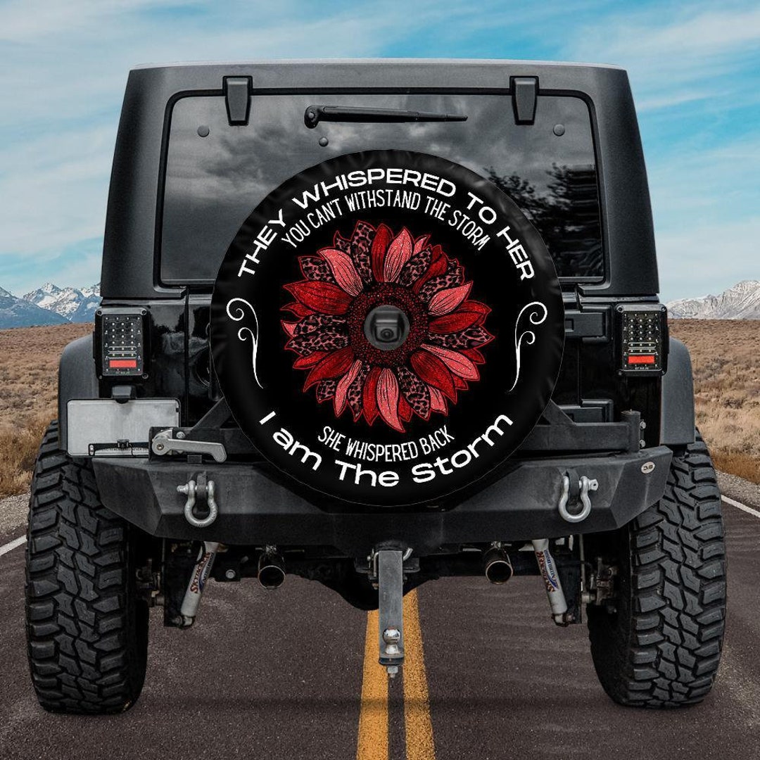 I Am the Storm, Spare Tire Covers for Women, Red Sunflower Tire Cover ...