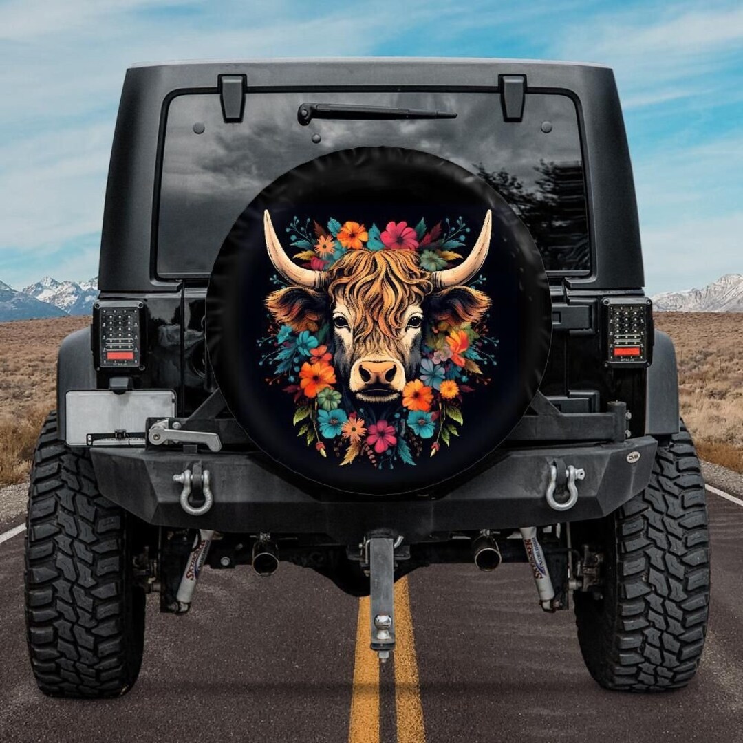 Highland Cow Spare Tire Cover Compatible With Jeep, Bronco, Toyota ...