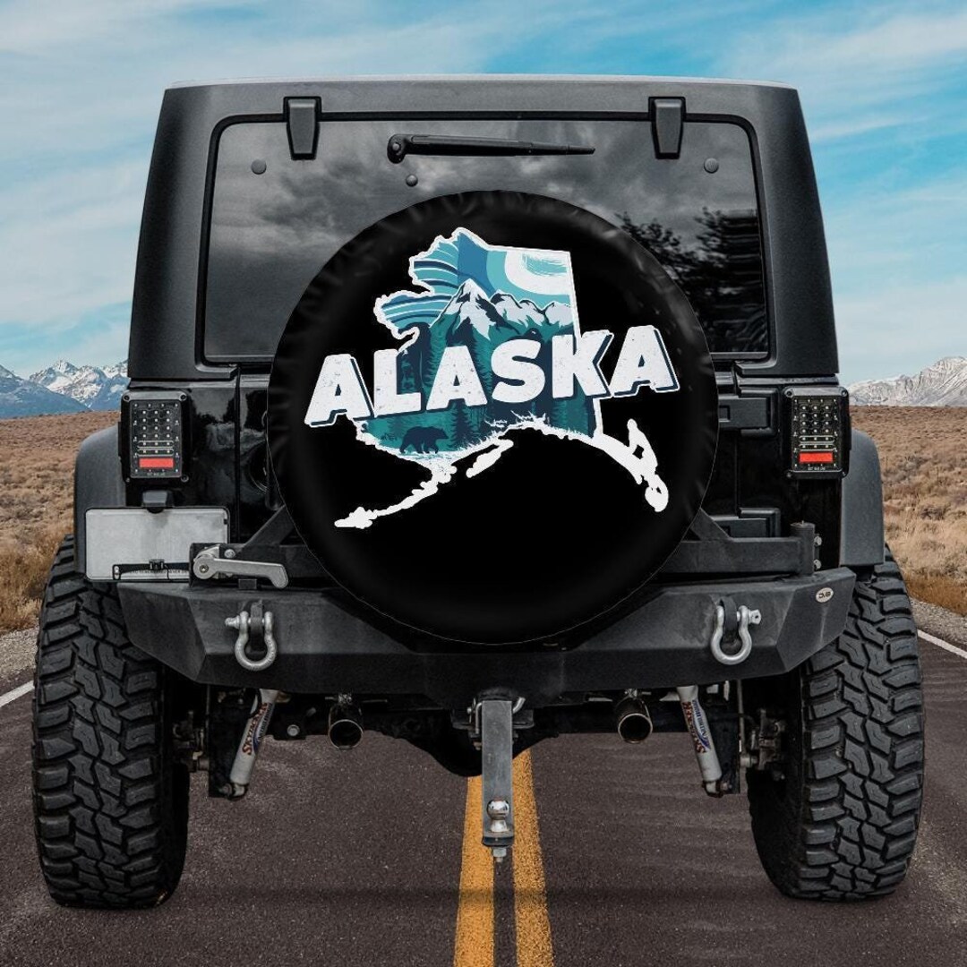 Alaska State Outline Spare Tire Cover, Spare Tire Cover for Jeep ...