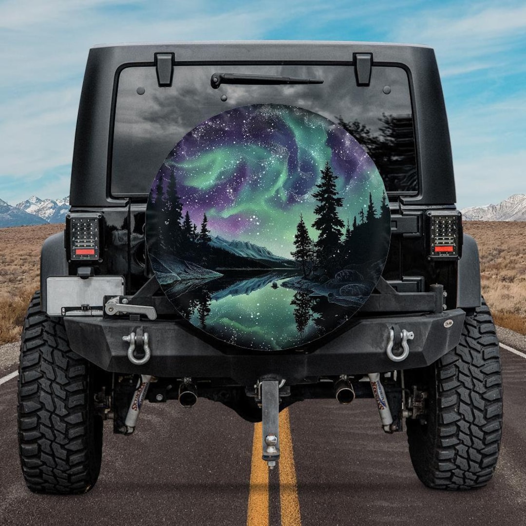 Northern Lights Spare Tire Cover, Aurora Borealis Tire Cover, Unique ...