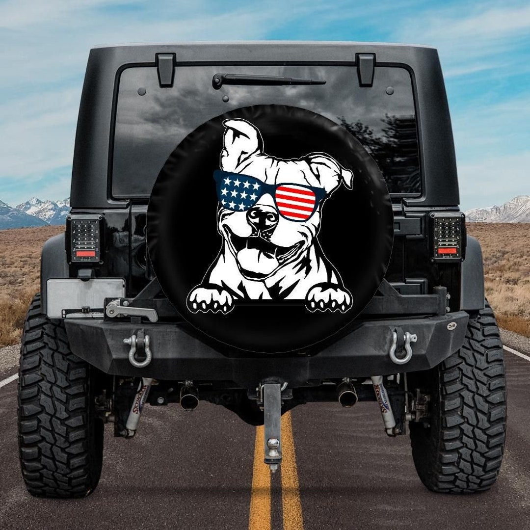 Pit Bull Spare Tire Cover, Spare Wheel Cover With Pit Bull Wearing ...