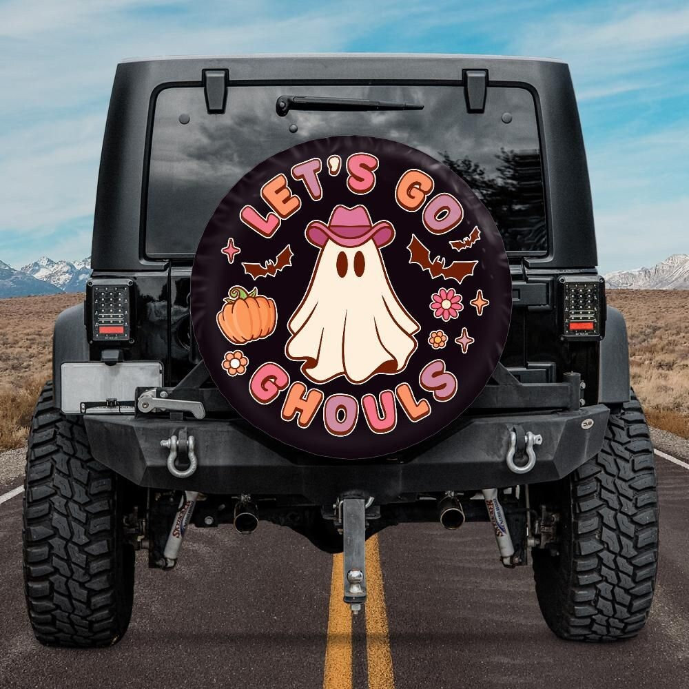 Let's Go Ghouls Tire Cover, Ghost Spare Tire Cover, Halloween Tire ...