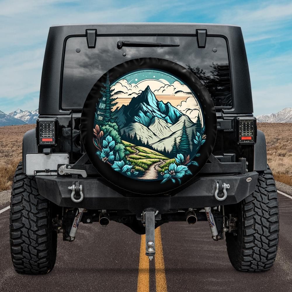 Spare Tire Cover, Mountains Tire Cover, Mountain Adventure Tire Cover ...