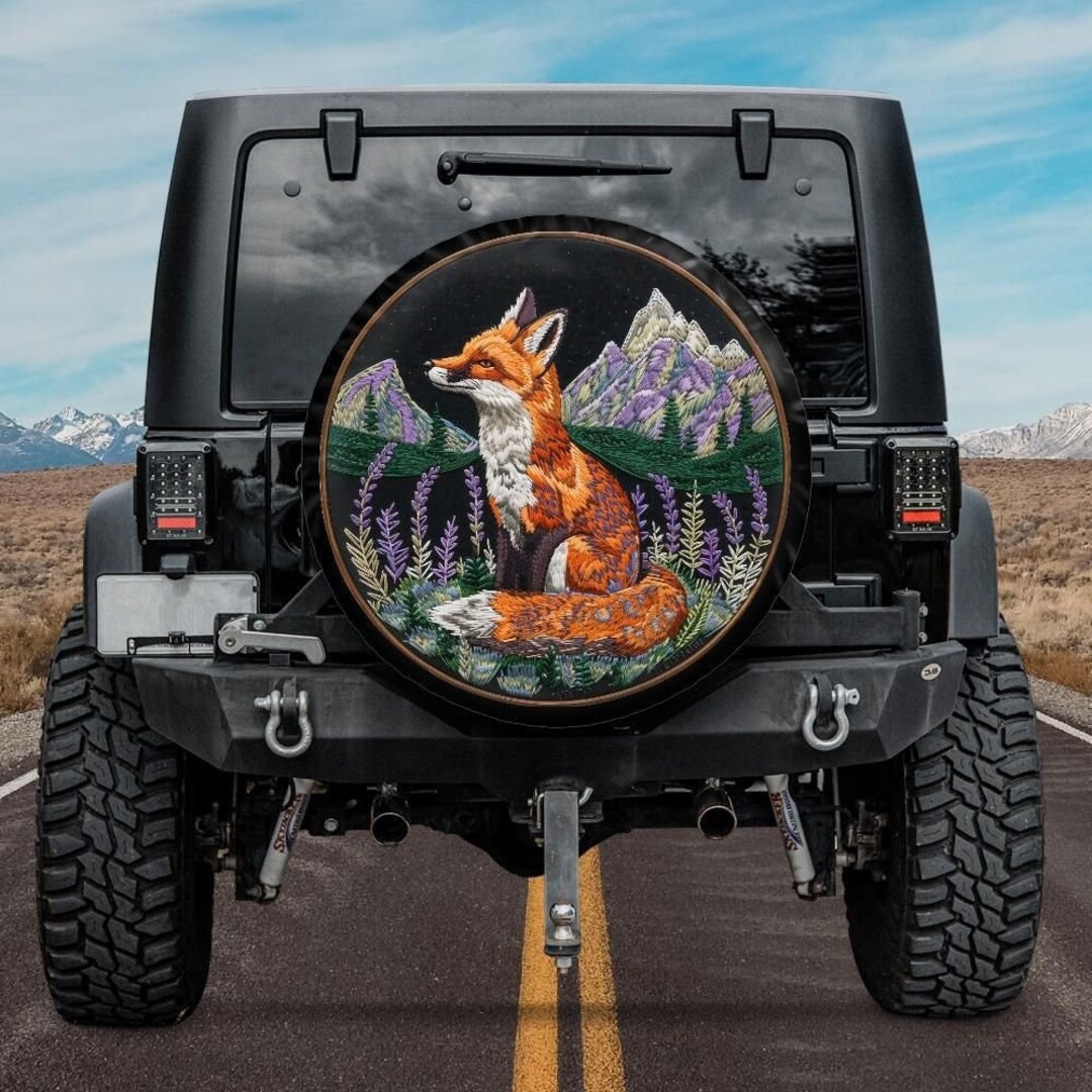 Faux Embroidery Spare Tire Cover, Fox Tire Cover, Unique Spare Tire ...