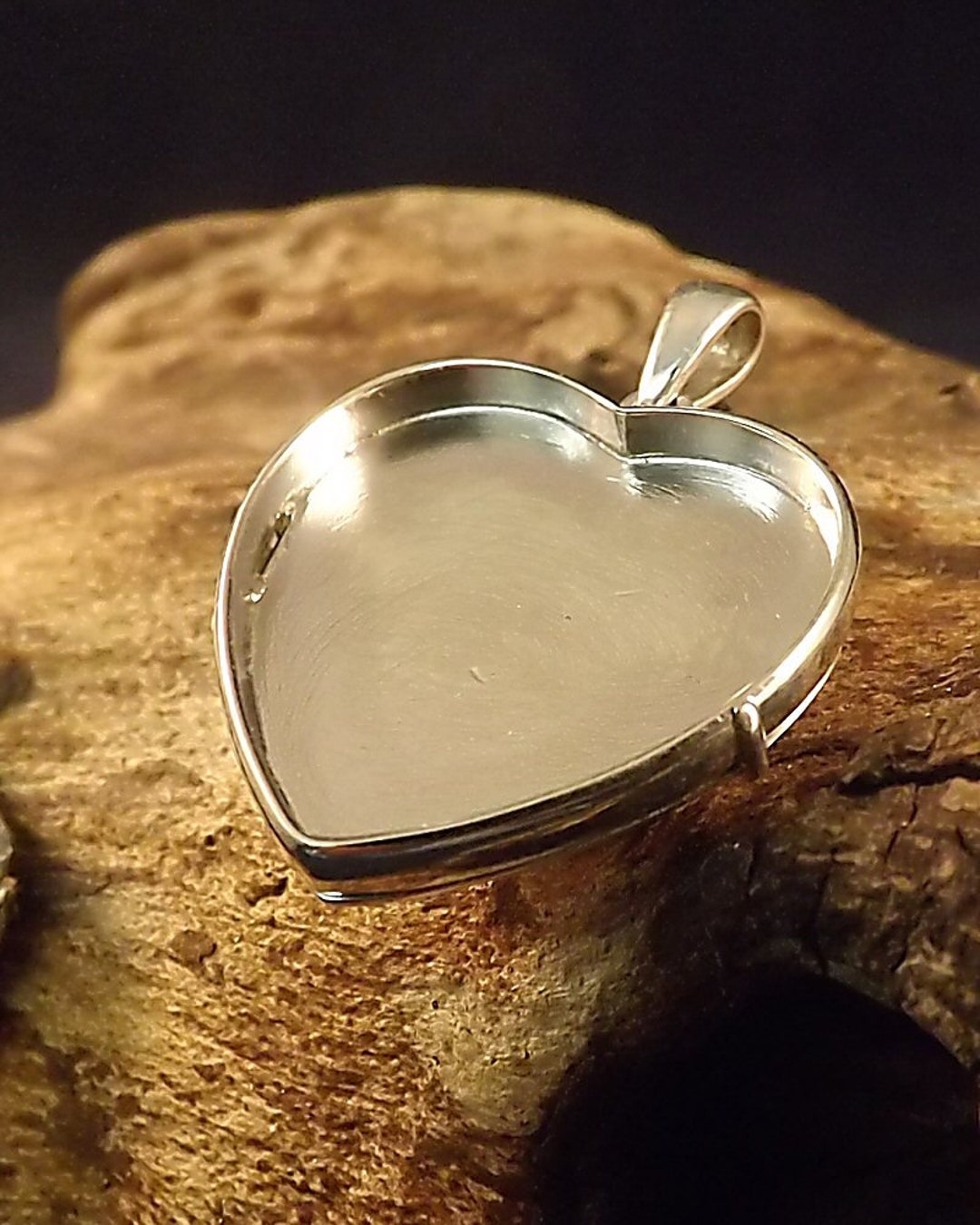 Solid Silver Heart Shaped Locket Setting Ready for Resin or Set Your ...