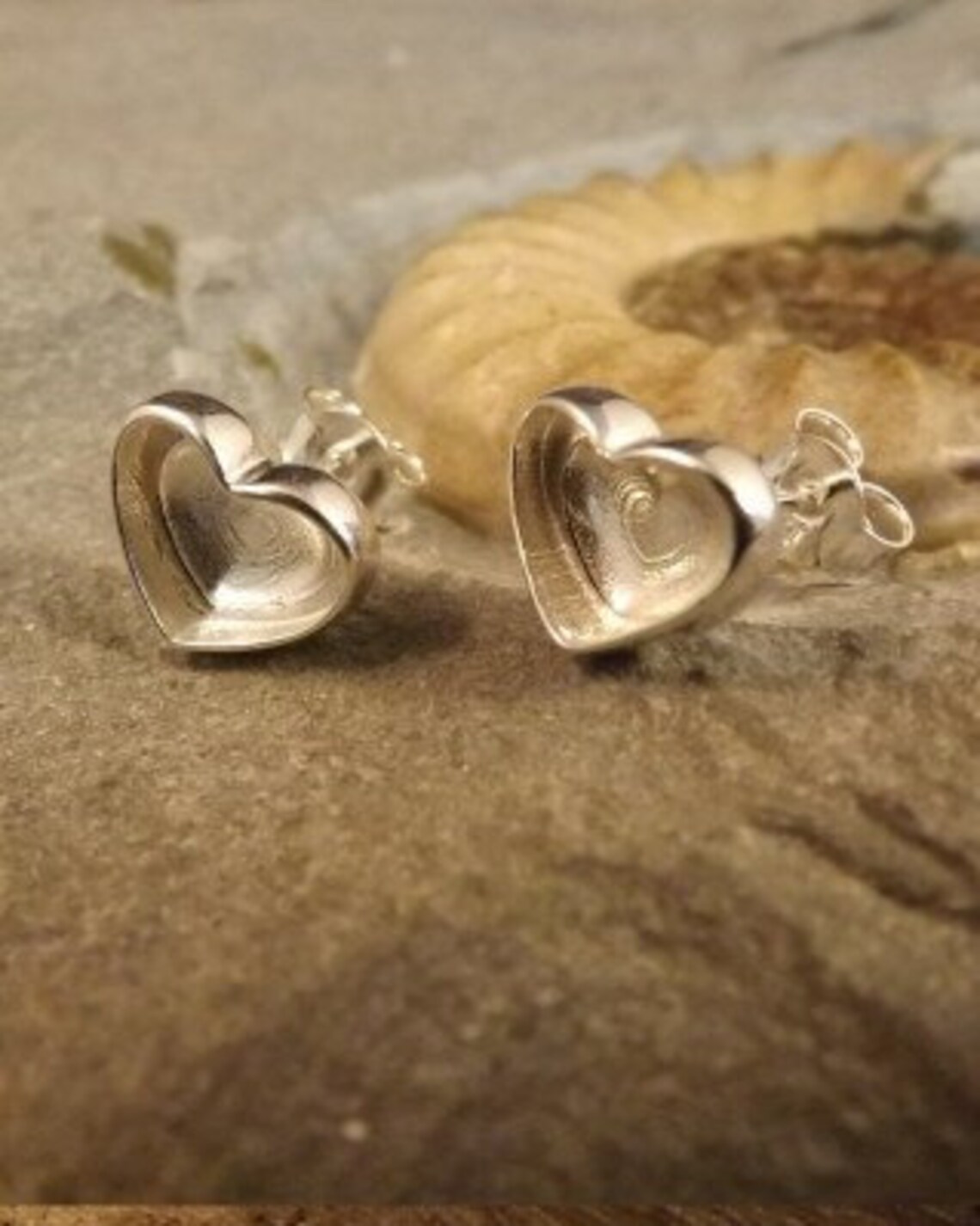 Solid silver stud earring mounts solid back heart shape | Etsy