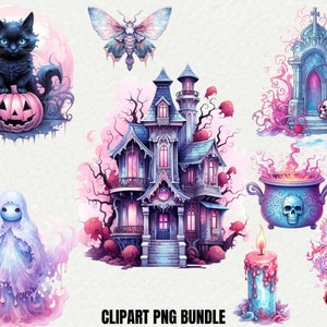 Pastel Halloween Clipart | Pastelloween PNG | Watercolor Witch ...
