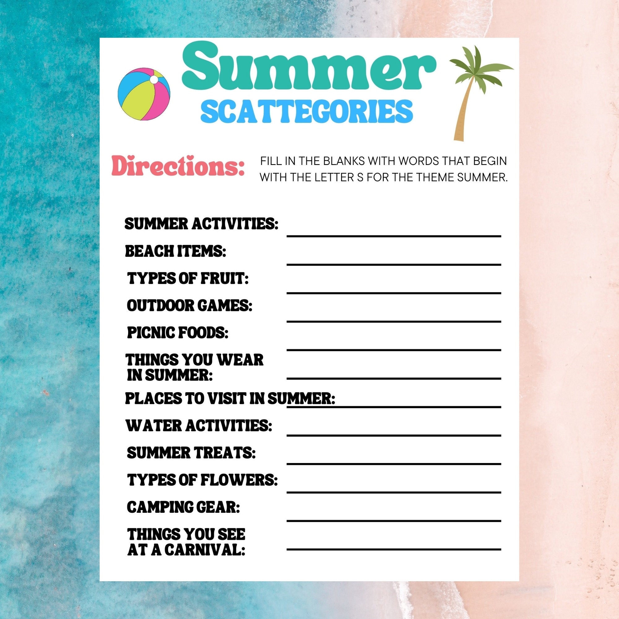 Summer Scattegories Games | Printable Kids Activities | Summer Family ...