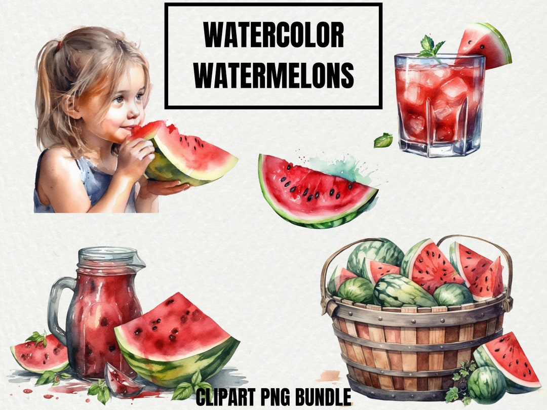 Watercolor Watermelon Clipart Bundle | Watermelons Digital PNG | Summer ...