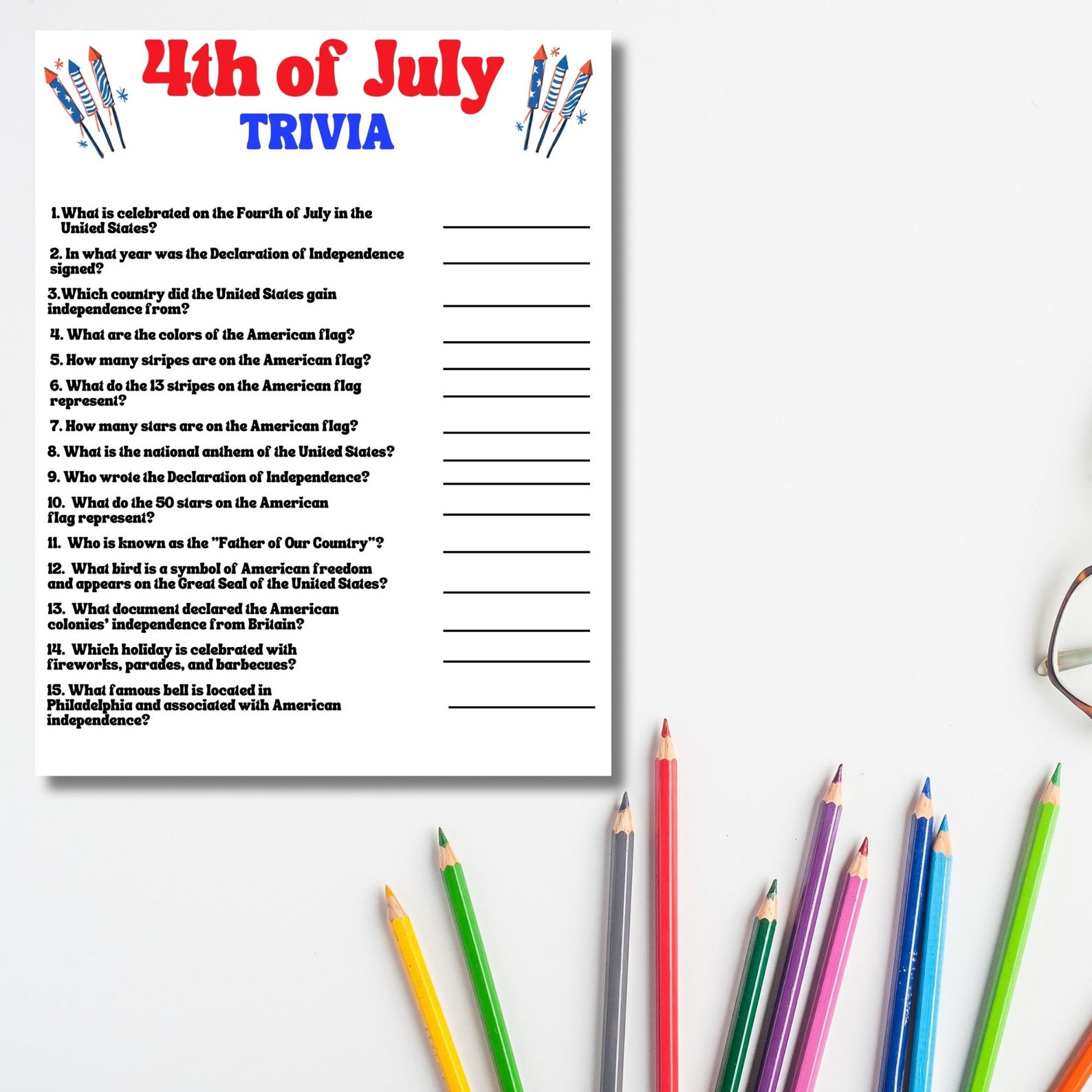 Fourth of July Printable Trivia Family Games | Printable Kids ...
