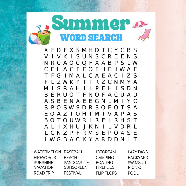 Summer Word Search Game | Printable Kids Activities | Summer Family ...