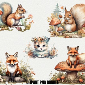 Watercolor Woodlands Animals Clipart | Cute Woodlands Forest Creatures ...