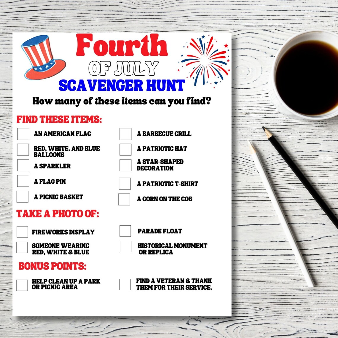 Fourth of July Printable Scavenger Hunt Family Games | Printable Kids ...