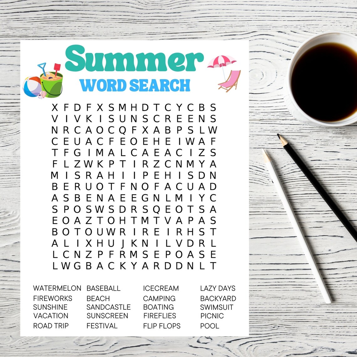 Summer Word Search Game | Printable Kids Activities | Summer Family ...