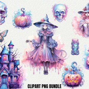 Pastel Halloween Clipart | Pastelloween PNG | Watercolor Witch ...