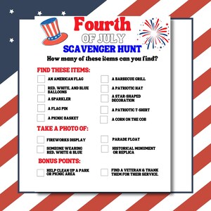 Fourth of July Printable Scavenger Hunt Family Games | Printable Kids ...