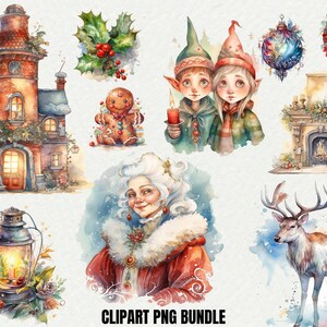 Watercolor Vintage Christmas Clipart | Painted Christmas Illustrations ...