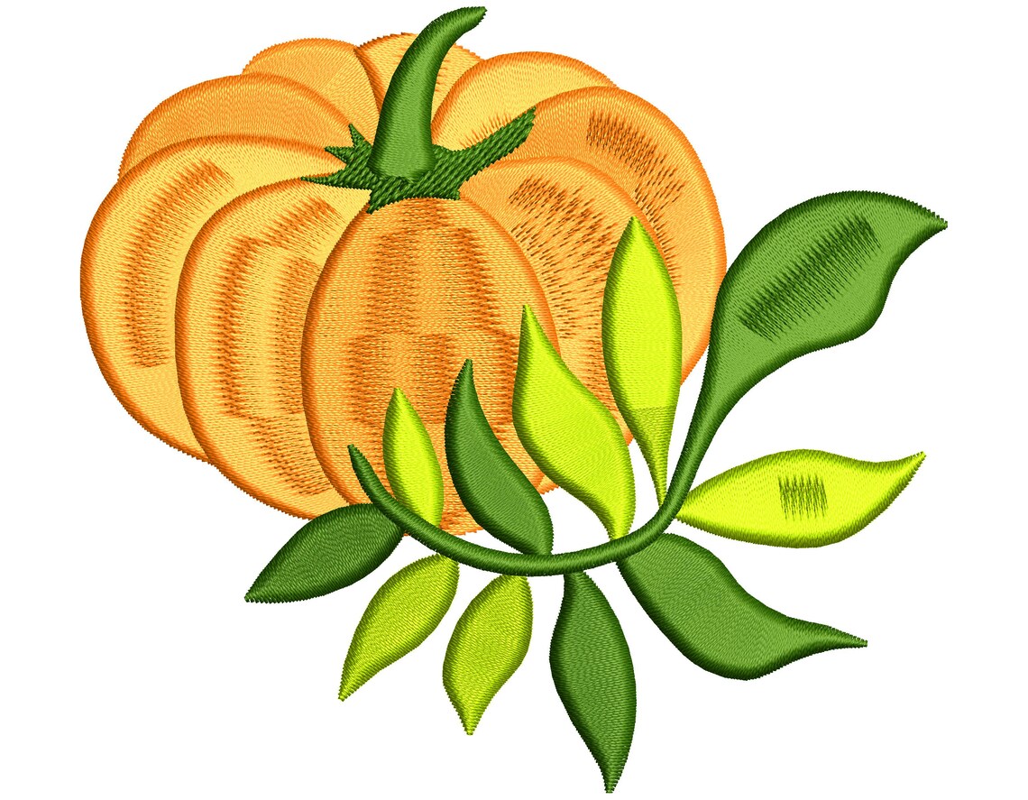 Autumn Pumpkin With Leaves Machine Embroidery Designs 3 Sizes - Etsy ...