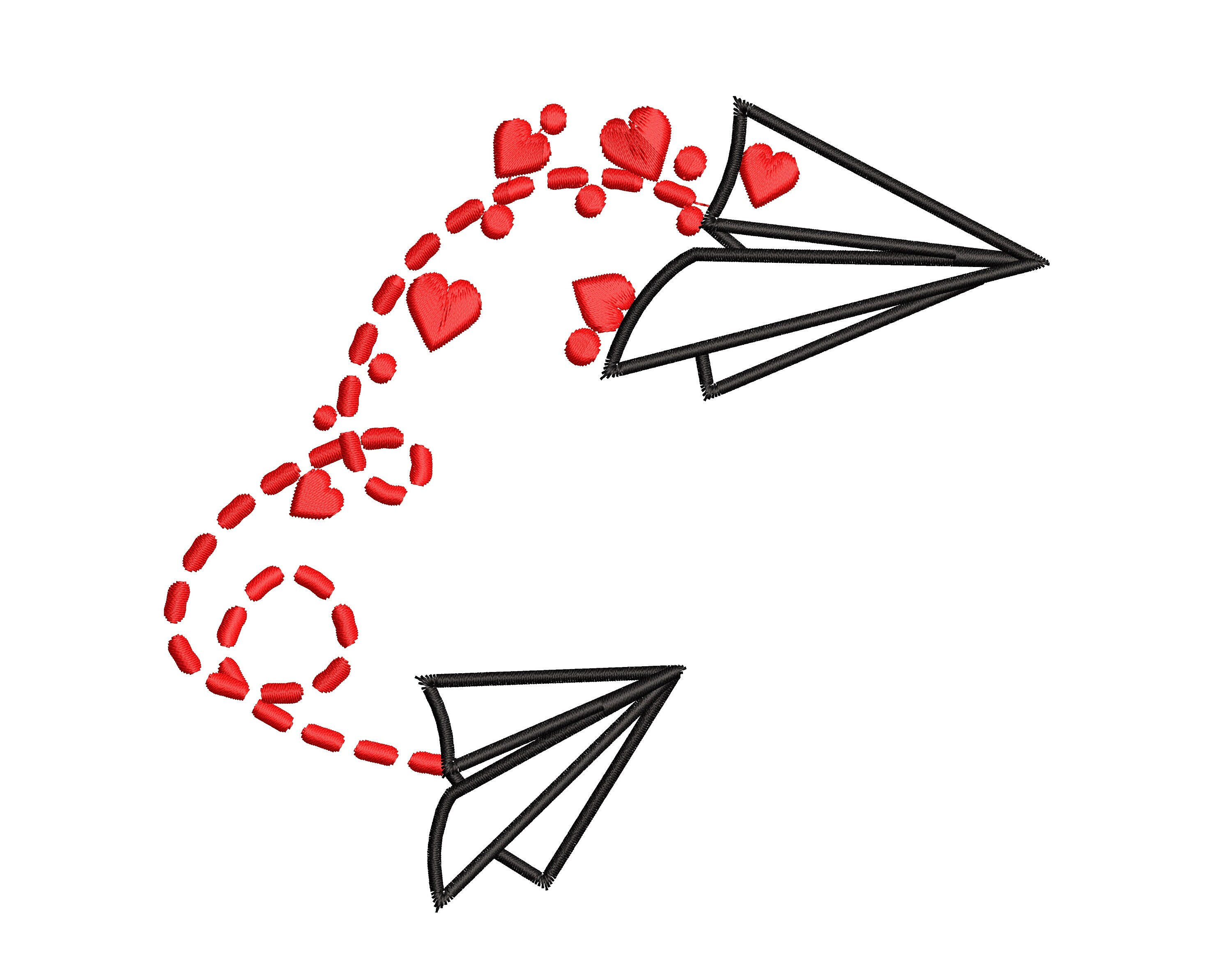 Hearts Paper Airplanes Embroidery Design. Couple Designs. Love - Etsy