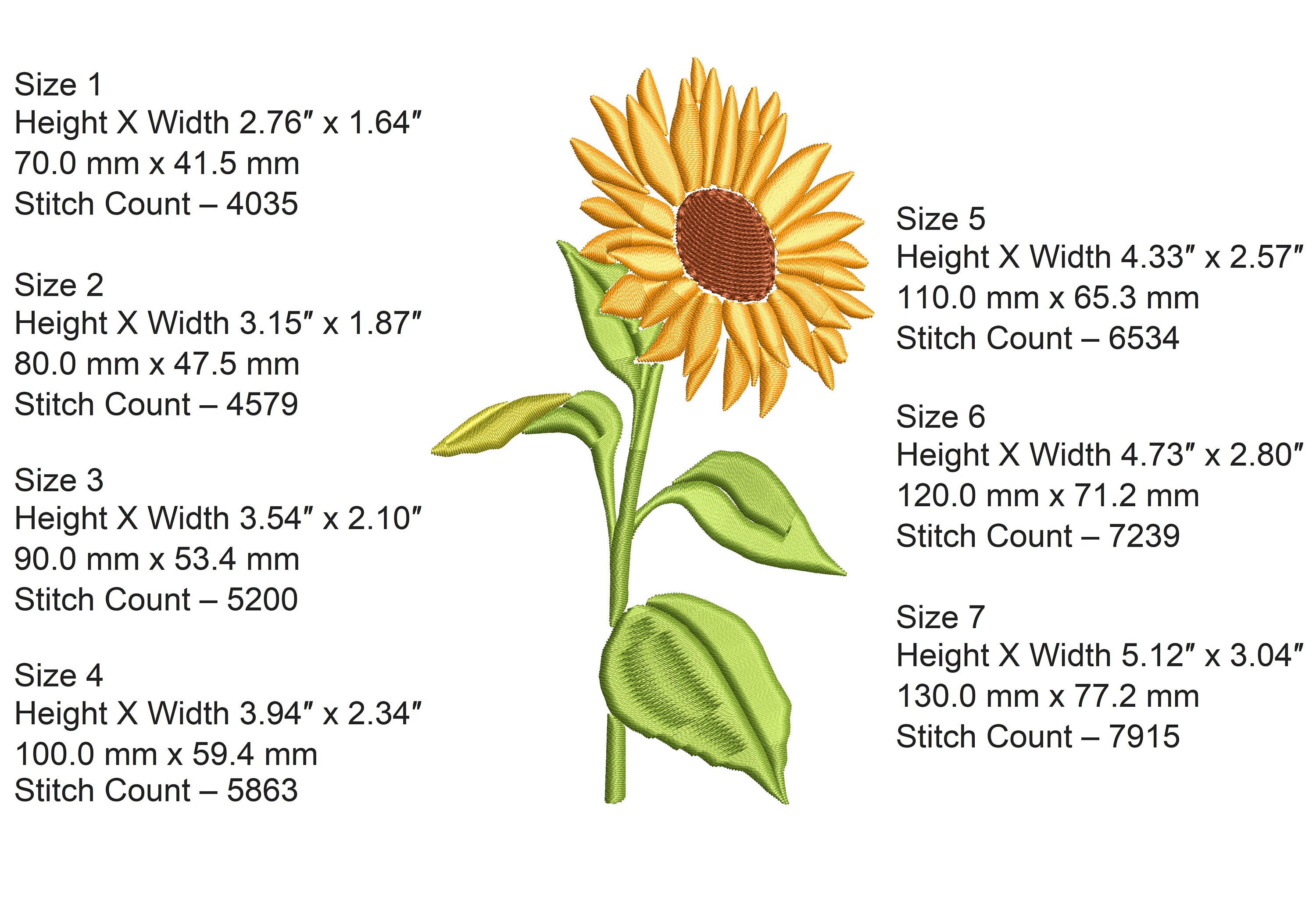 Sunflower Machine Embroidery Design. Flower Digital Download - Etsy