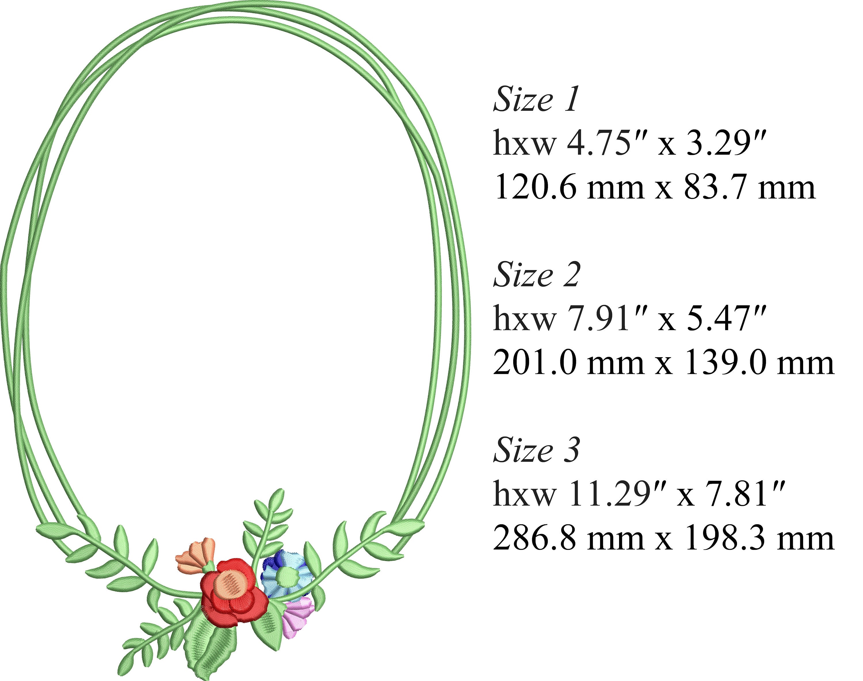 Herb Oval Flower Frame 3 Sizes Flowers Machine Embroidery | Etsy