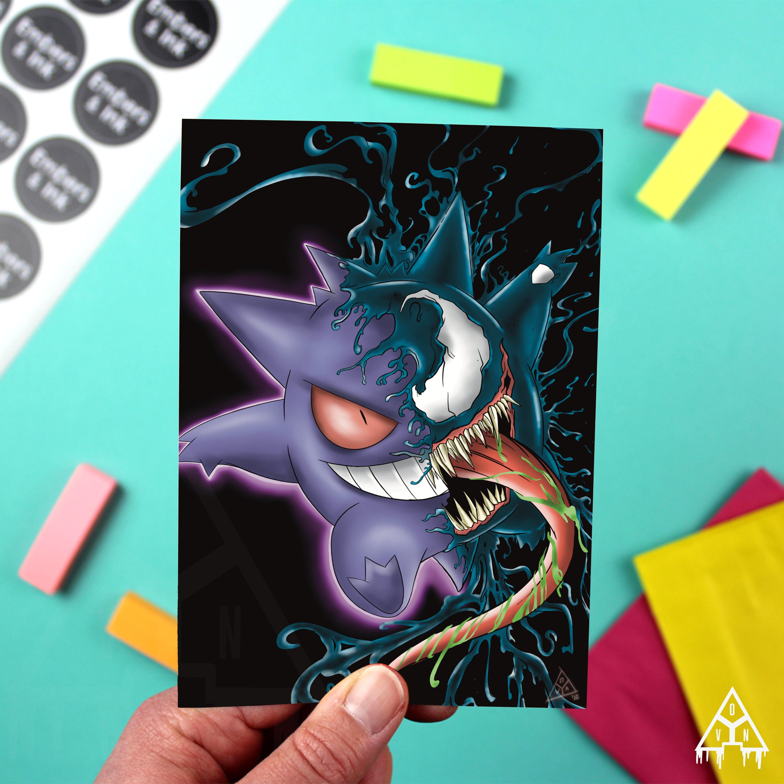 Venom X Pokémon Gengar Print Mini Game Poster Collectible Print, Retro ...