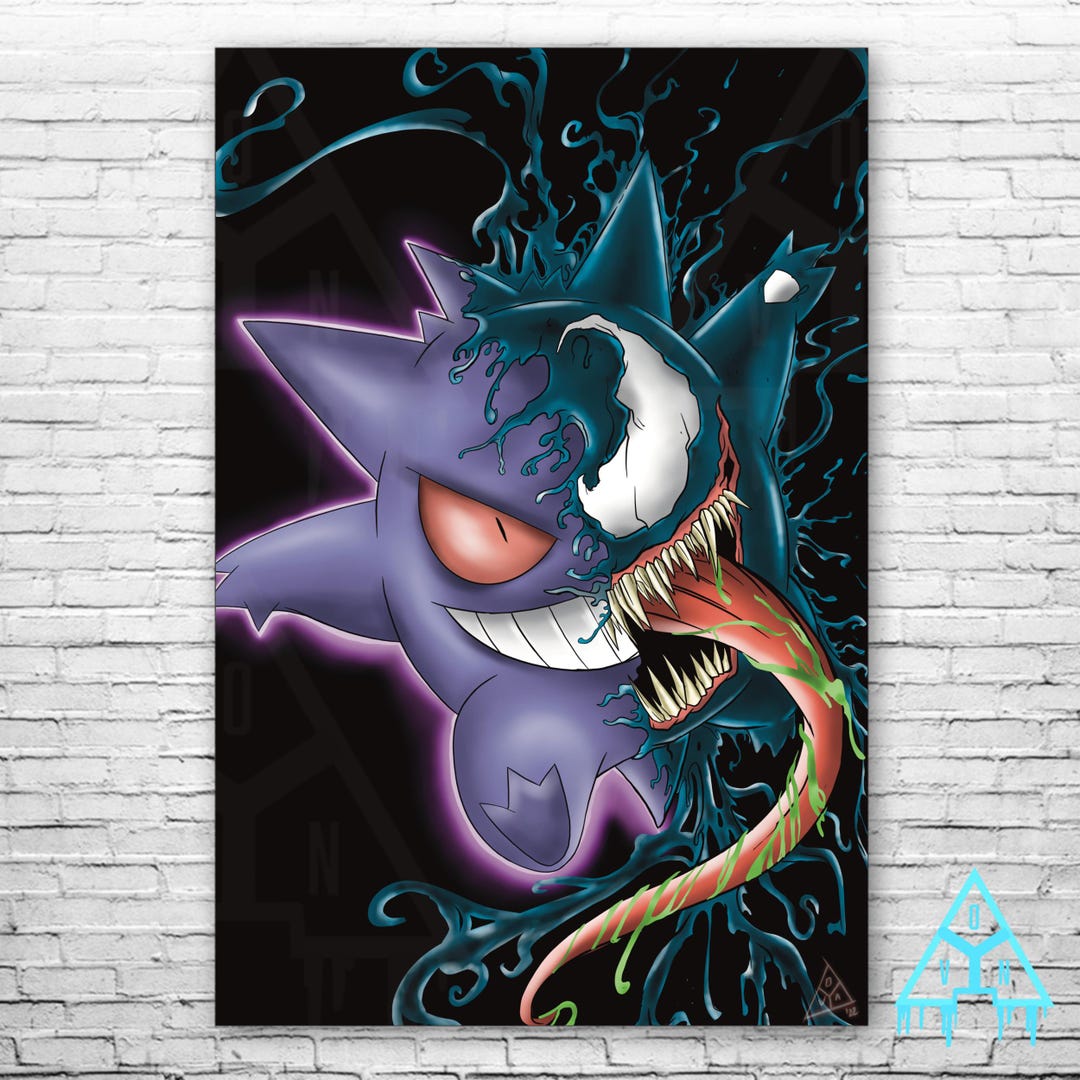 Venom X Pokémon Gengar Print Video Game Poster Collectible Print, Retro ...