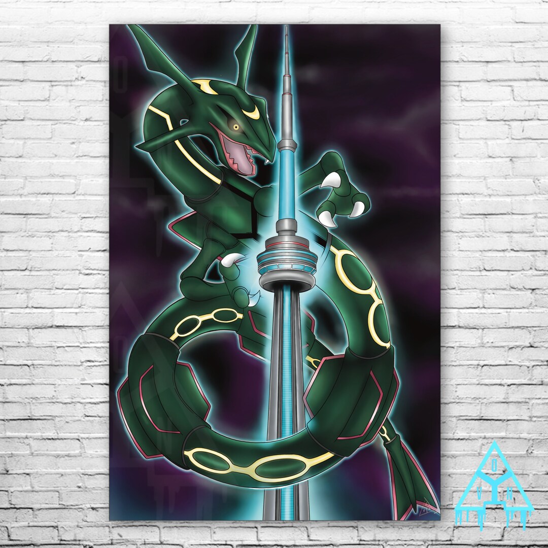 Rayquaza Pokémon GO Toronto CN Tower Video Game Art Poster | Legendary ...