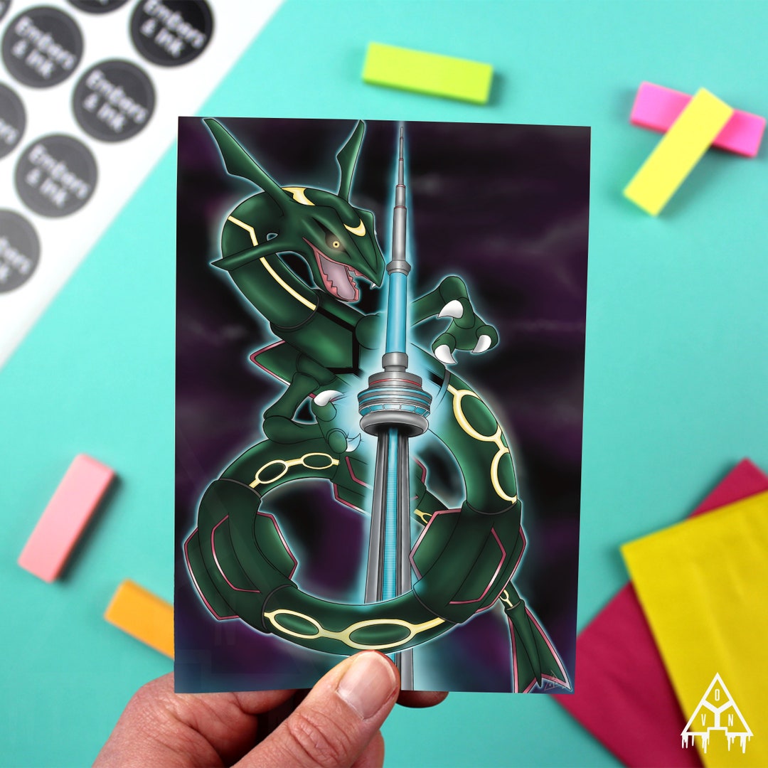 Rayquaza CN Tower Pokémon Postcard Style Mini Artwork Smash Bros Wall ...