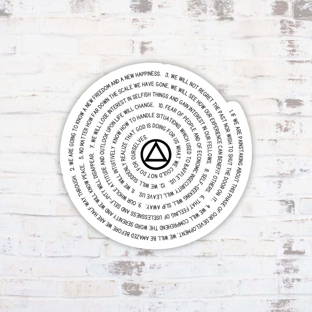 12 Promises AA Logo Circle Sticker, NA Sober Recovery Steps Waterproof ...