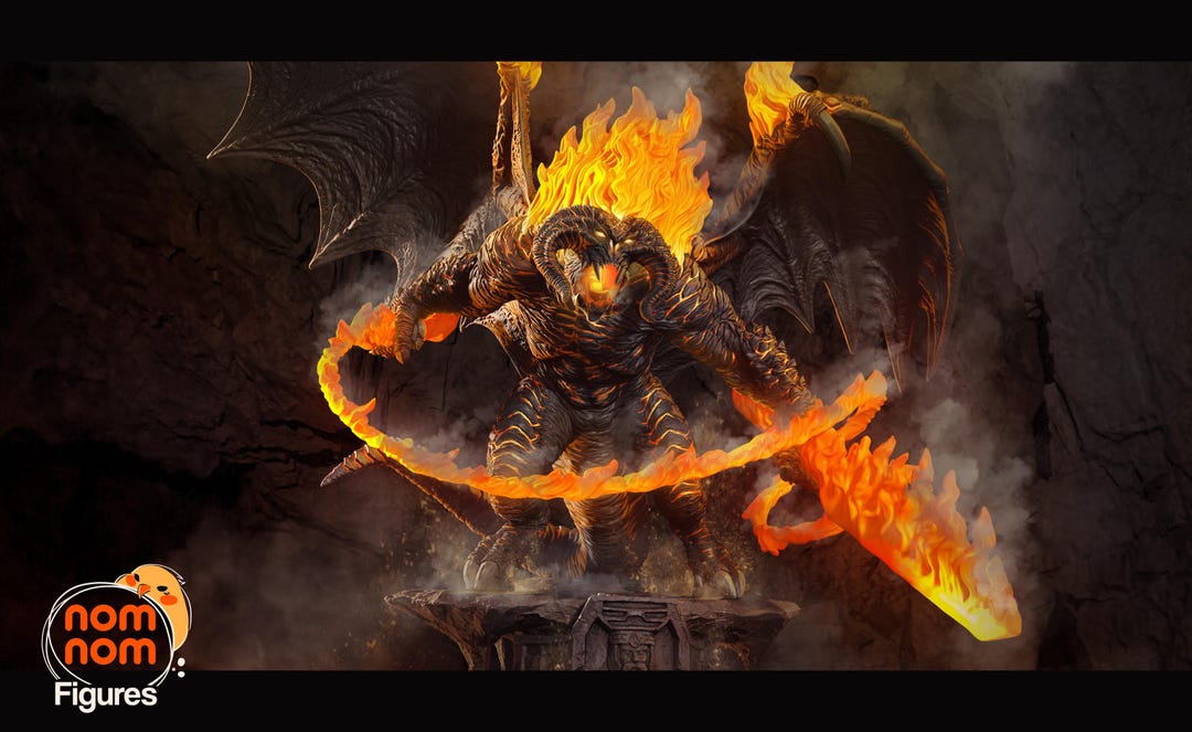 1/6 to 1/12 | Balrog 3D Printed Figure | Figurine 3D Printed High ...