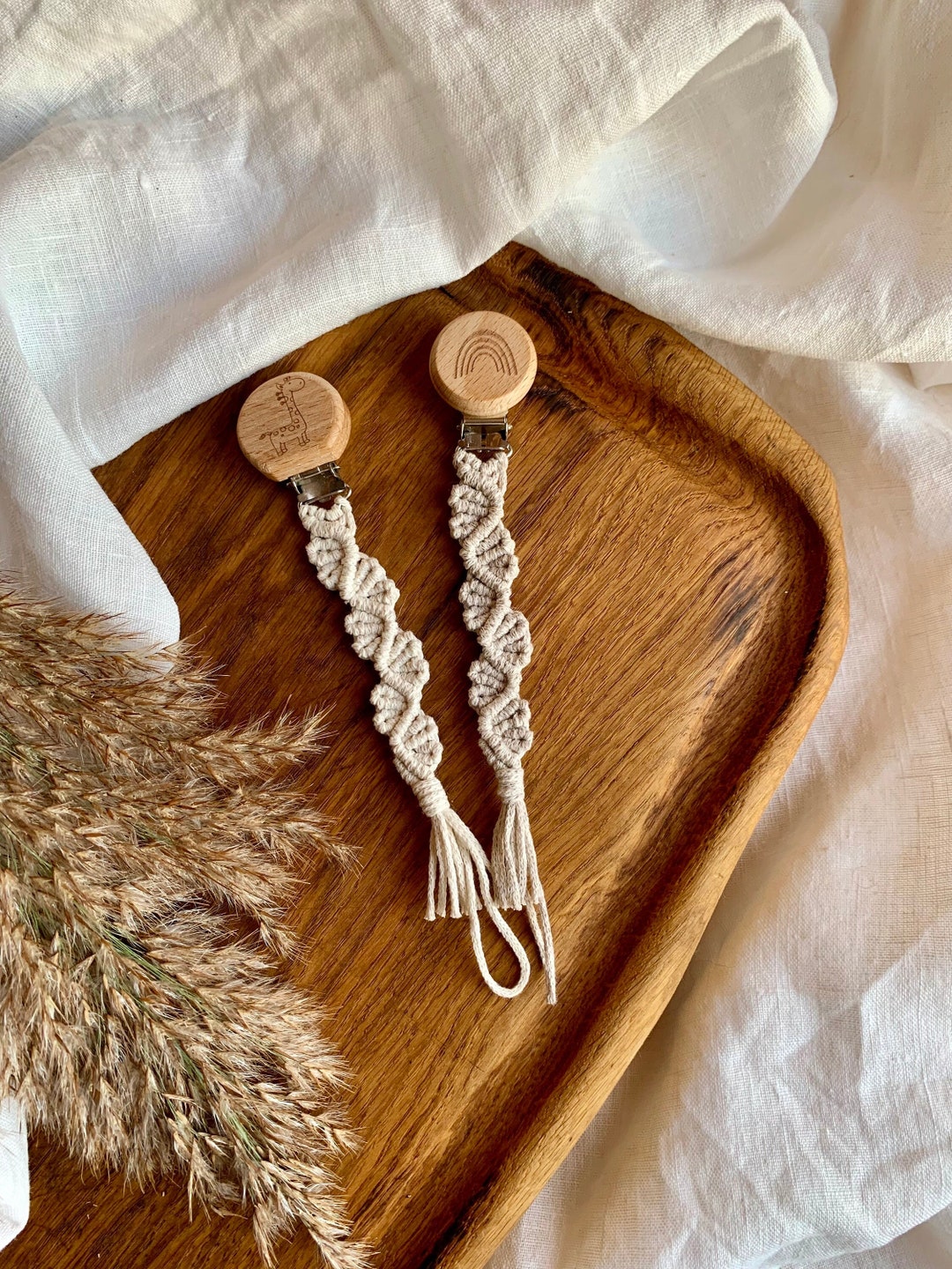 Macrame Baby Dummy Chains, Pacifier Clip, Boho Soother Clips, Newborn ...