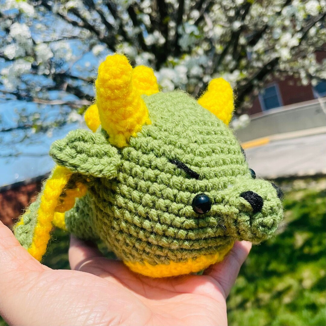 Crochet Chubby Dragon Plushie- Amigurumi Dragon- Green and Yellow ...