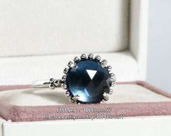 Midnight Crystal Blue Ring Pandora - Etsy