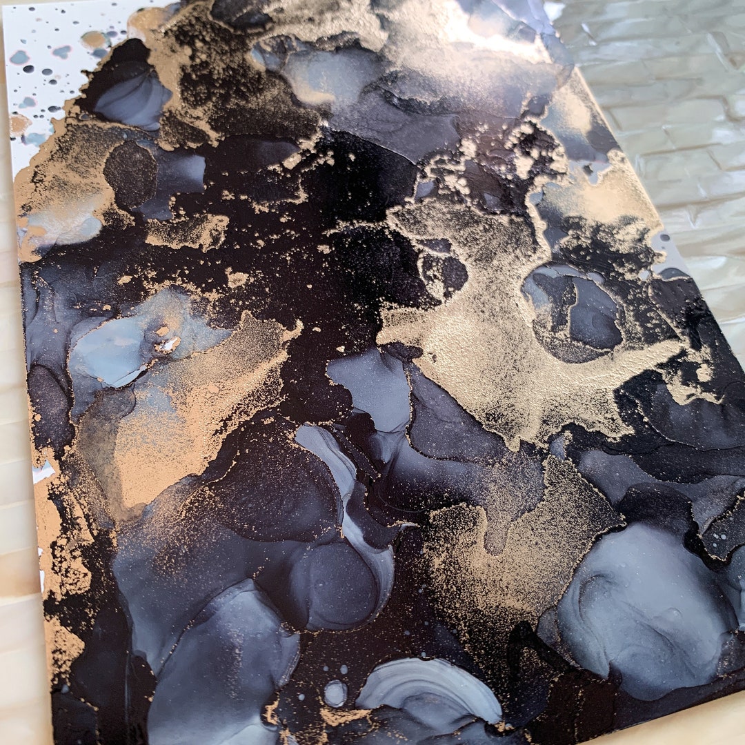 Glitter and Gold-original Alcohol Ink Art - Etsy