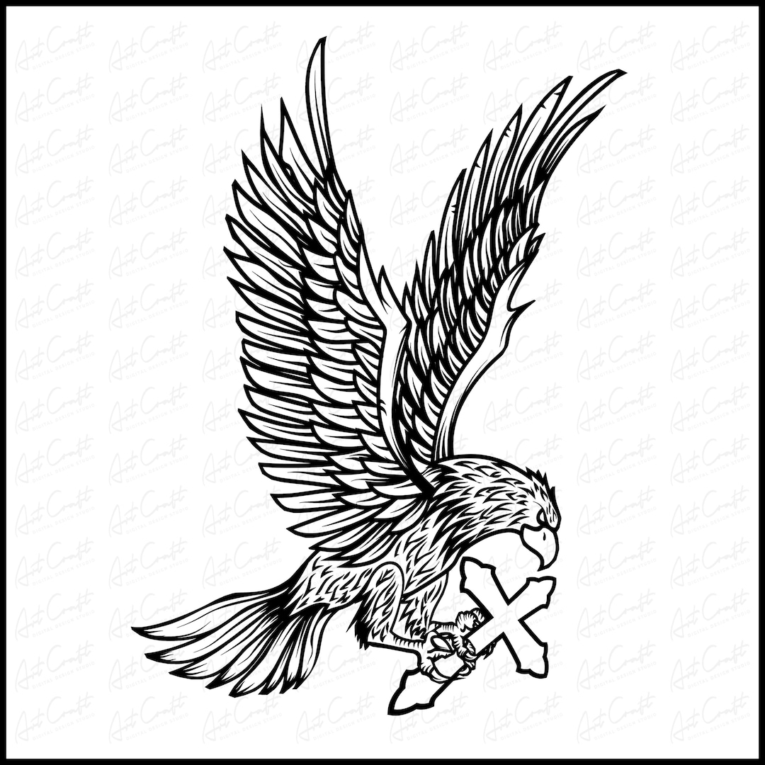 Eagle and Christian Cross Digital Design Download - Etsy