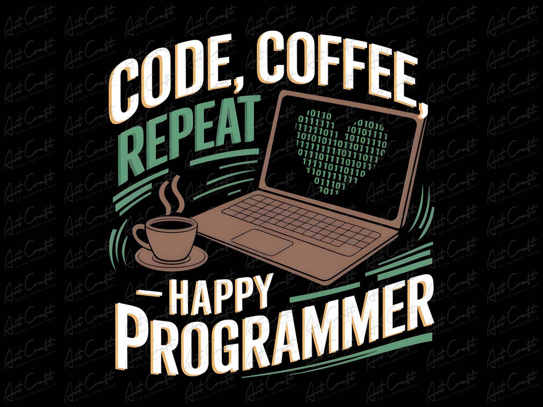 Code Coffee Repeat Programmer Digital Design Download, Funny Tech Enthusiast Wall Decor, Perfect ...