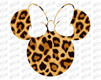 Leopard Print Minnie Mouse Head With Flower Crown DIGITAL DOWNLOAD PNG ...