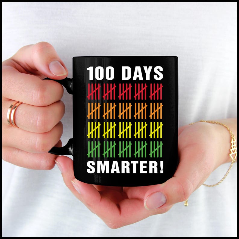 100 Days Smarter Rainbow Tally Marks: School Clipart (SVG, PNG Digital ...