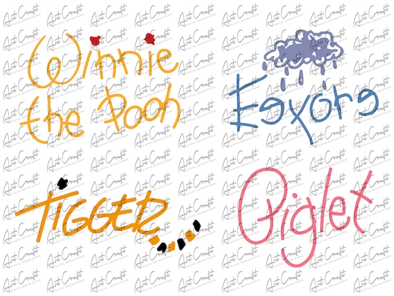 Winnie the Pooh and Friends Signatures Png Download - Etsy